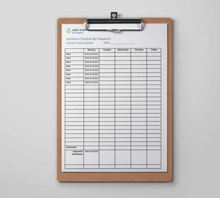 Sanitation Checklist Template [FREE TEMPLATE] - Safe Food Alliance